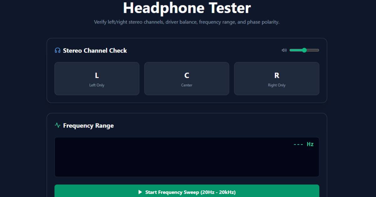 Headphone Tester - Left/Right Speaker Stereo & Bass Test Online ...